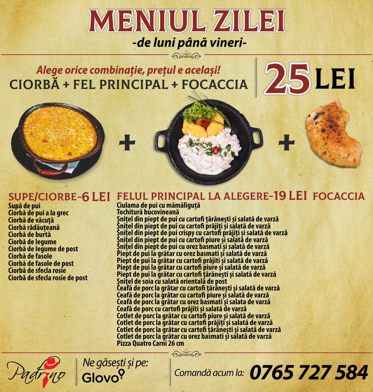 Meniul zilei - Restaurant Padrino Suceava