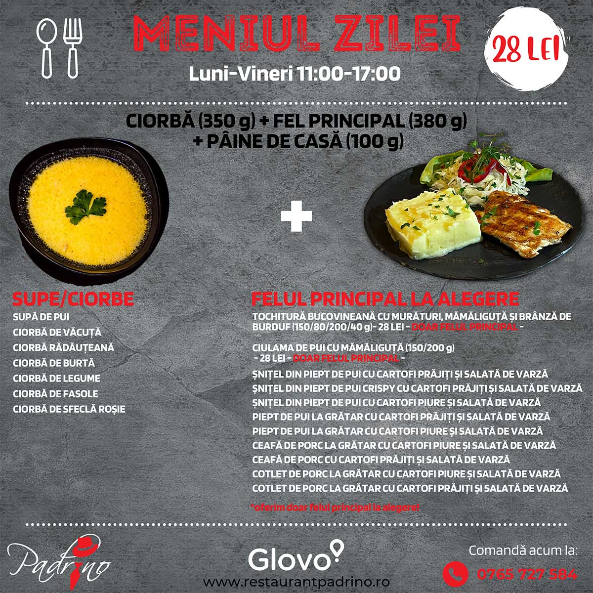 Meniul zilei - Restaurant Padrino Suceava